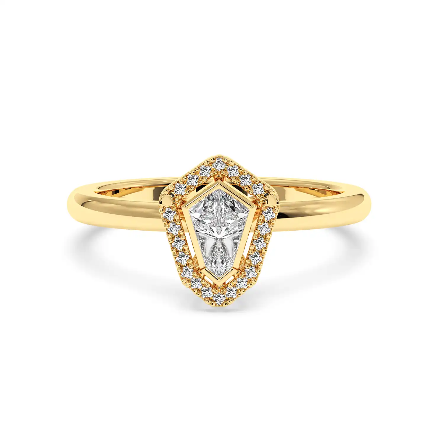 Solitaire Halo Ring - Shield – LosKoros